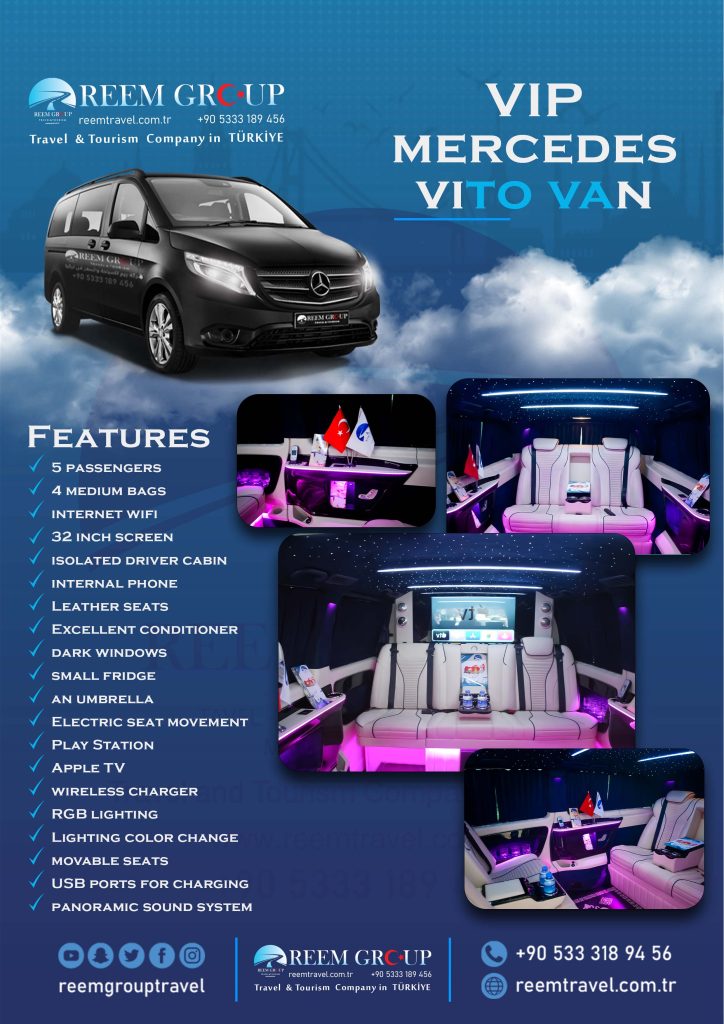 Mercedes Vito VIP Luxury car rental in Turkey with driver